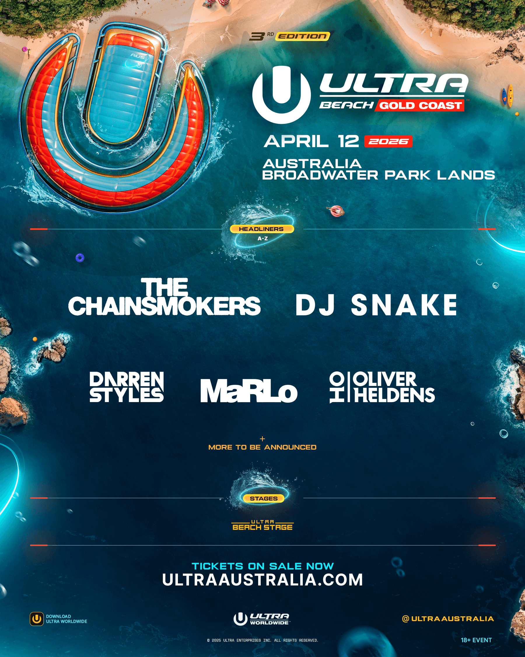 Ultra Beach Gold Coast Lineup - Ultra Australia April 11 & 12, 2026